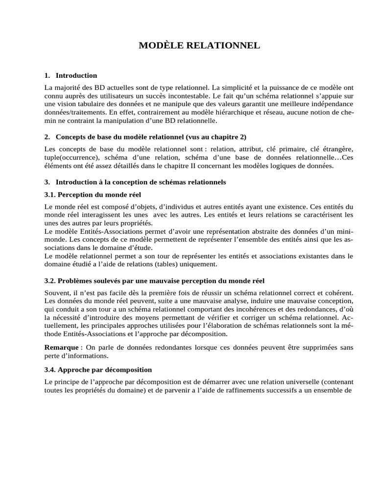 Modèle relationnel et décomposition des données | PDF | Modèle ...