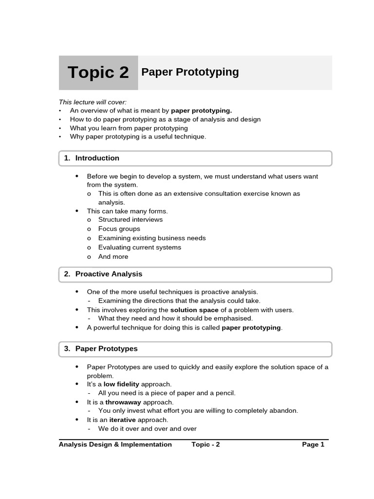 Topic 2 | PDF | Software Prototyping | Prototype