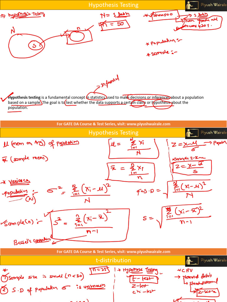 Hypothesis Testing Annotated | PDF | Chi Squared Test | Student's T Test