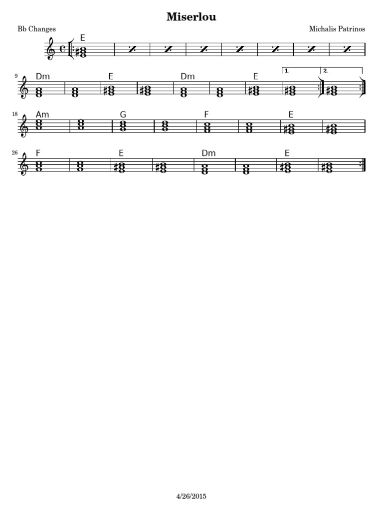 Miserlou Changes BB Treble - Clef Letter | PDF