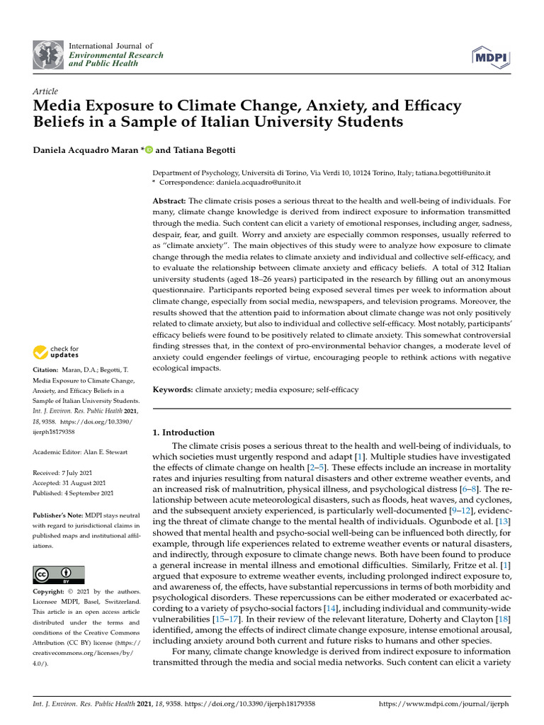 Media Exposure To Climate Chan | PDF | Self Efficacy | Anxiety