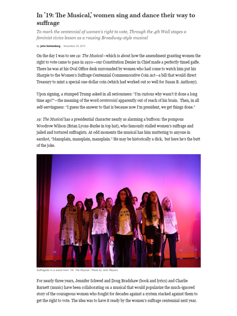 In '19 - The Musical,' Women Sing and Dance Their Way To Suffrage - DC ...