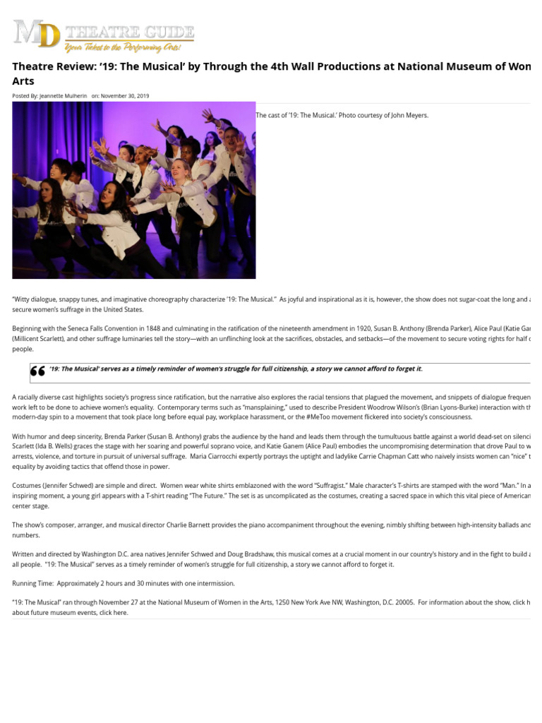 Theatre Review - '19 - The Musical' by Through The 4th Wall Productions ...