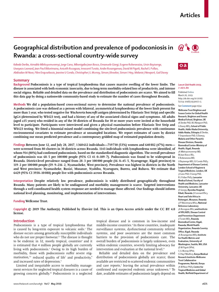 Geographical Distribution and Prevalence of Podoco | PDF | Medical Specialties | Clinical Medicine