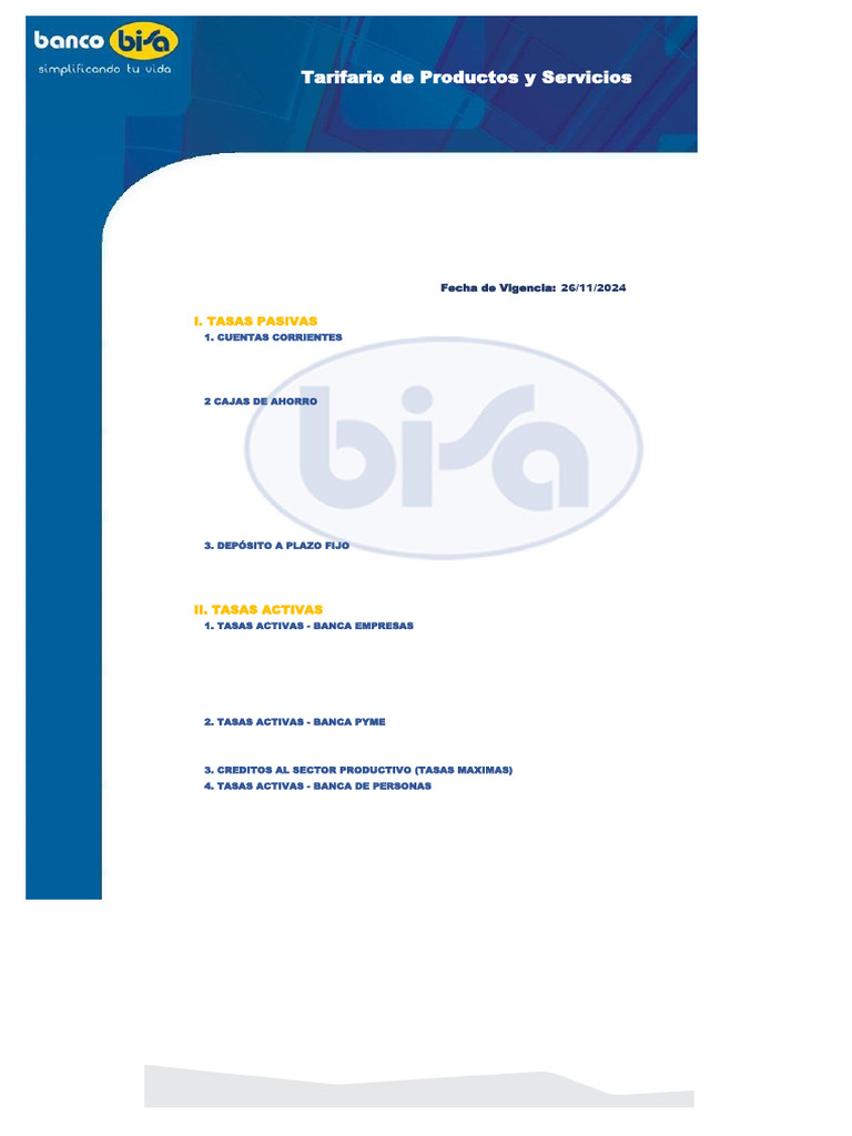 Tarifario de Productos y Servicios (26.11.24) | PDF | Tarjeta de crédito | Bancos