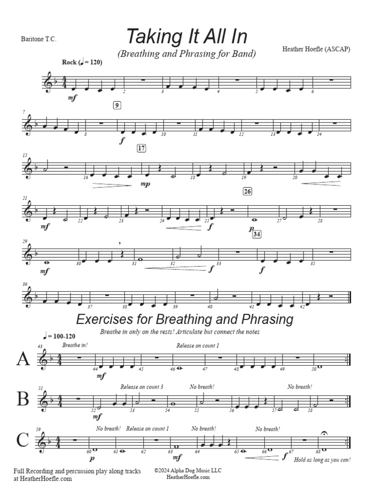 Breathing and Phrasing Exercises | PDF