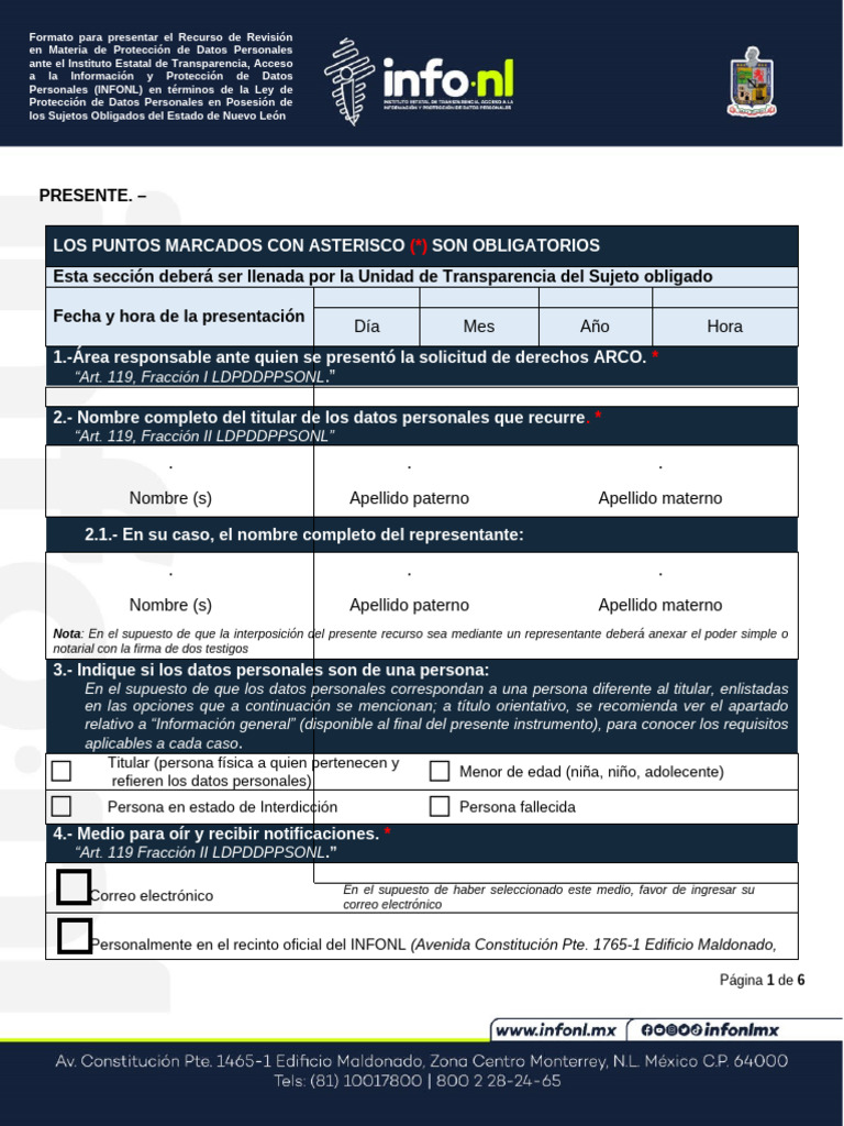 Recurso de Revisión de Datos Personales | PDF | Documento de identidad | Privacidad