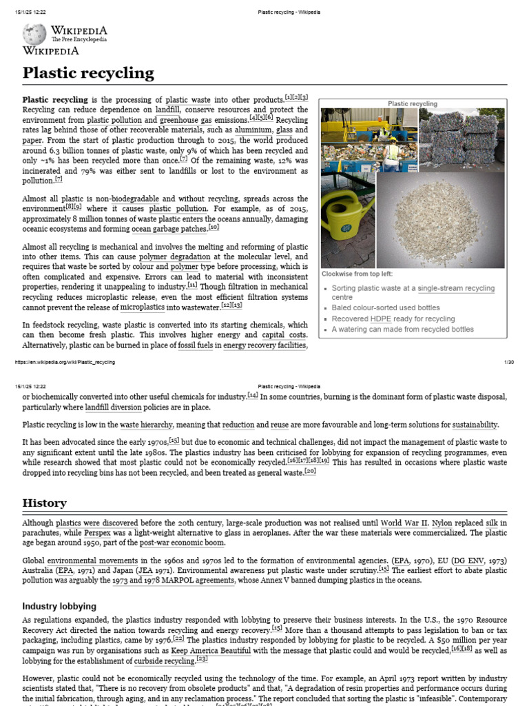 Plastic recycling - Wikipedia | PDF | Plastic | Recycling