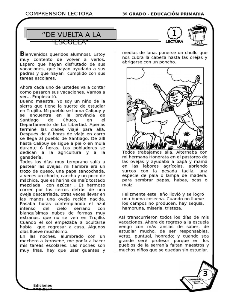 Comprensión Lectora 3º Grado: Vacaciones | PDF | Comprensión lectora