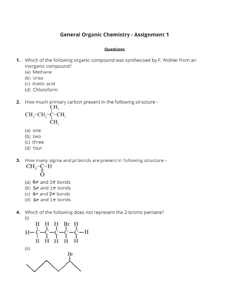 General Organic Chemistry - Assignment | PDF