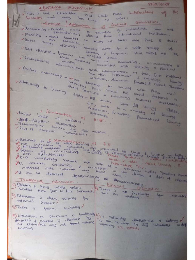 Distance Education Notes | PDF
