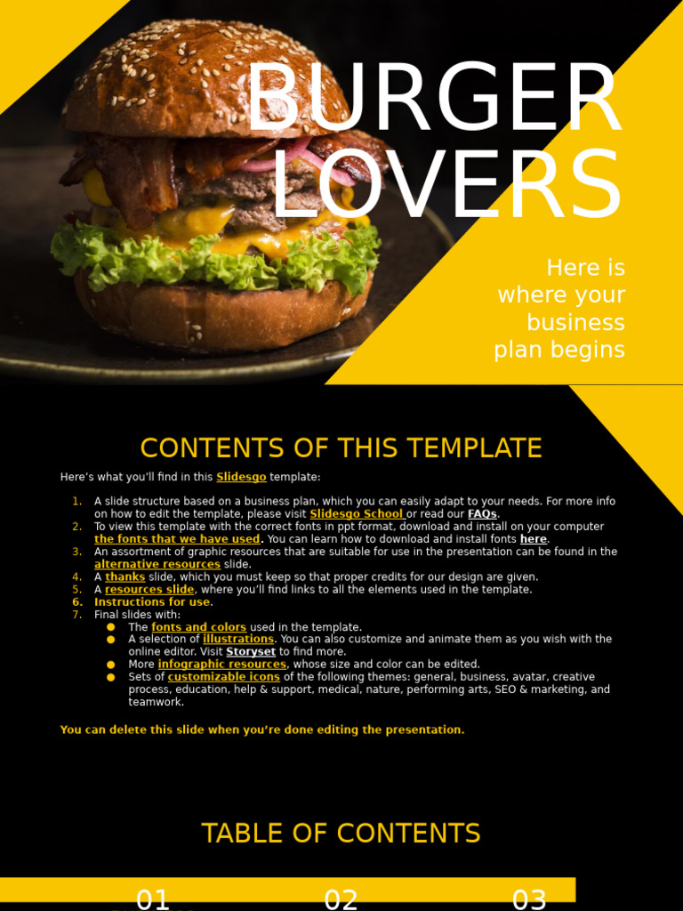 Burger Business Plan Template | PDF | Planets | Solar System