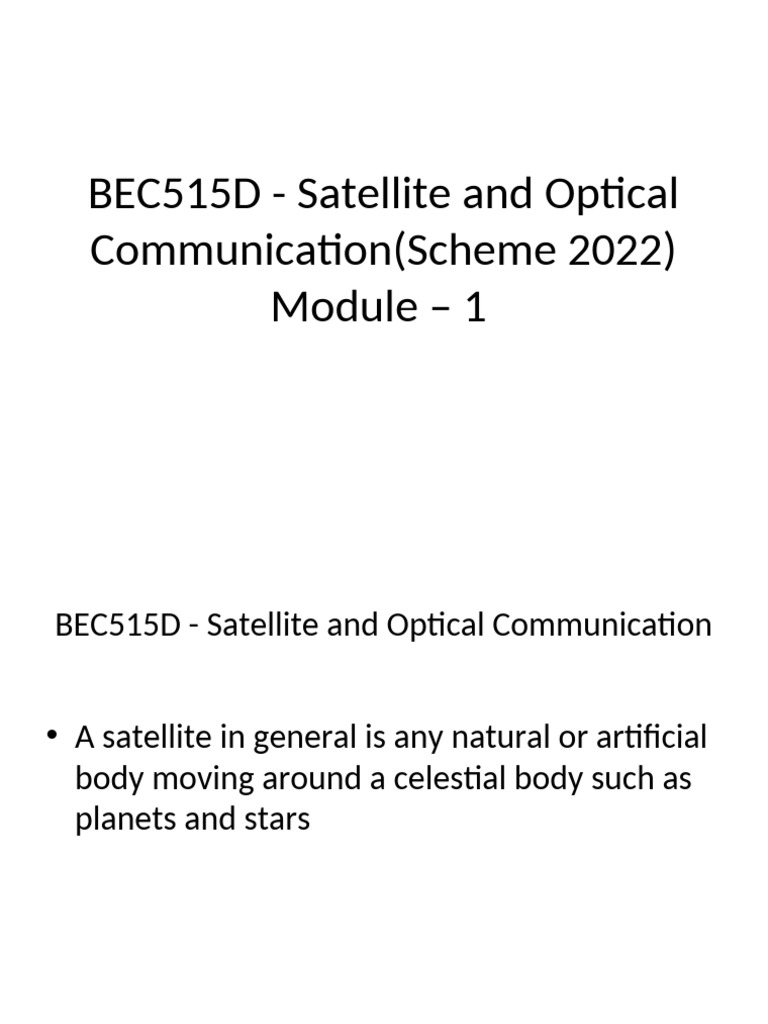 Mod 1 - BEC515D - Satellite and Optical Communication | PDF | Orbit | Apsis