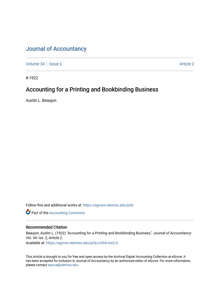 Accounting For A Printing and Bookbinding Business | PDF | Bookbinding ...