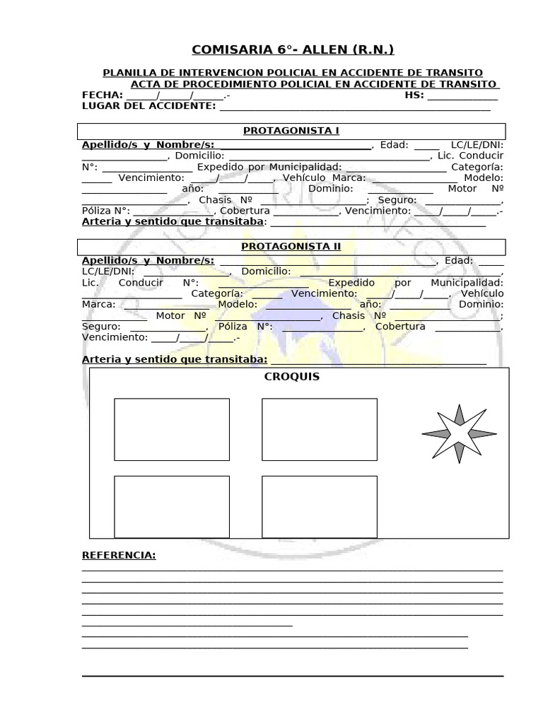 Formulario Accidente Transito NUEVO MODELO | PDF