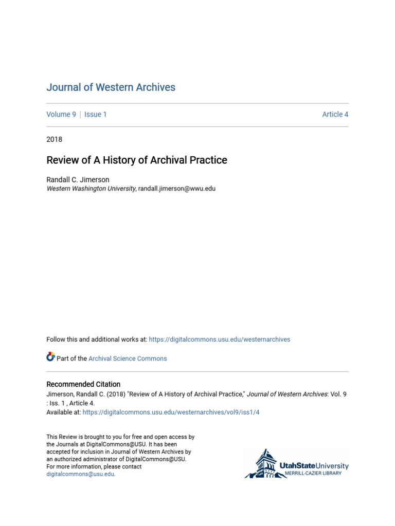 Review of A History of Archival Practice | PDF | Archive | Knowledge