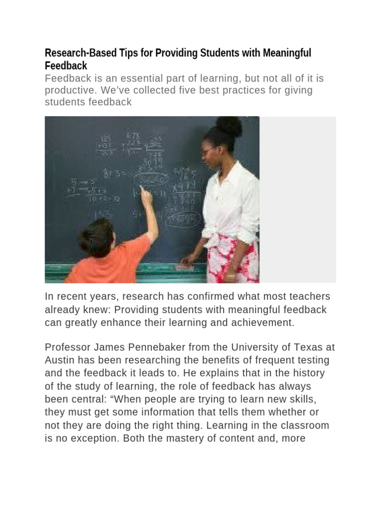 Effective Student Feedback Strategies | PDF