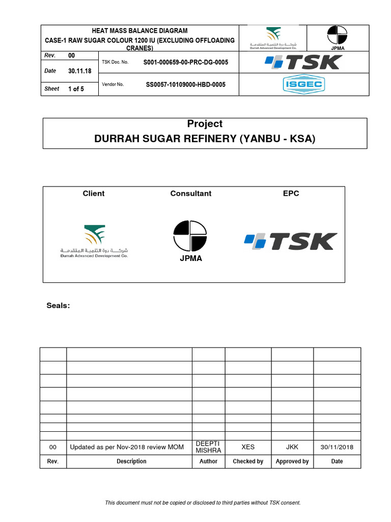 Heat & Mass Balance (HMBD) Revised 1200 Icu | PDF | Sugar | Diet ...