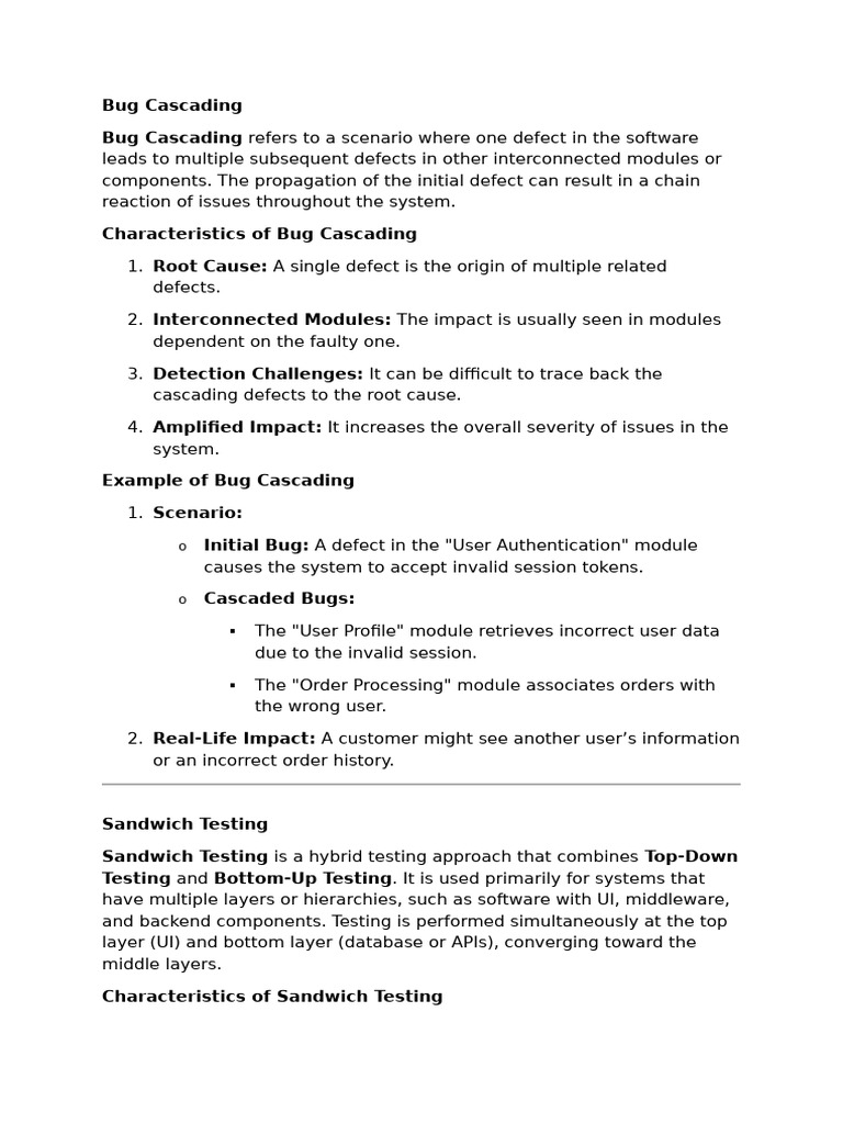 Bug Cascading and Sandwich Testing | PDF | Software Bug | Databases