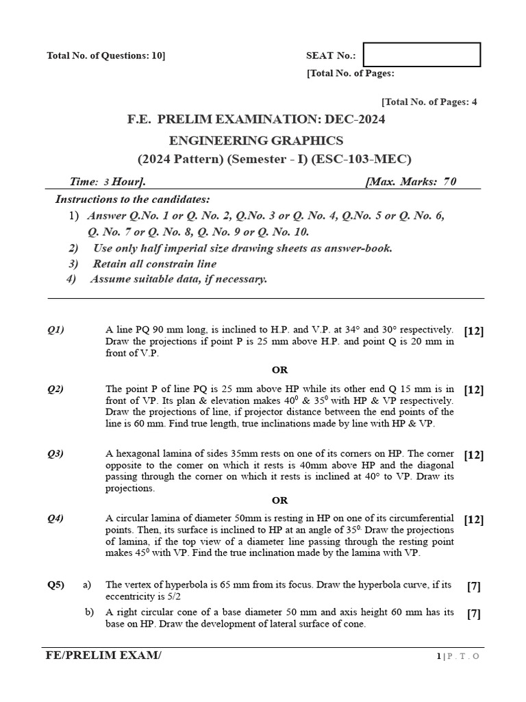 EG PRELIM EXAM PAPER_4 | PDF | Analytic Geometry | Euclidean Geometry
