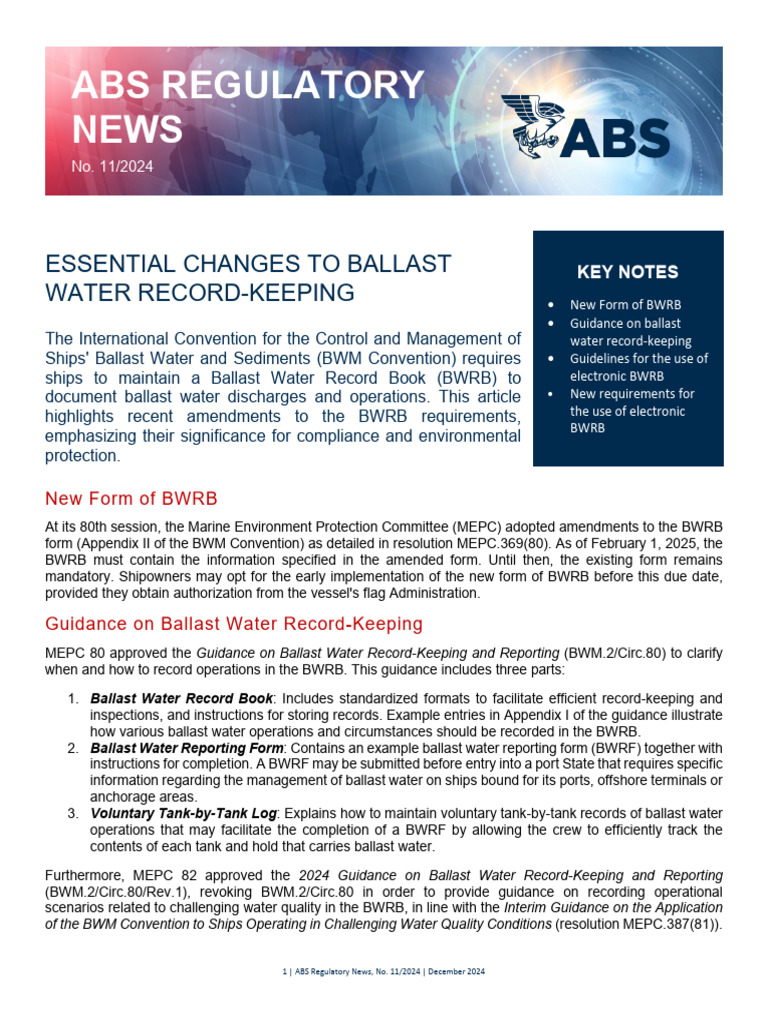 Ballast Water Record-Keeping Updates | PDF