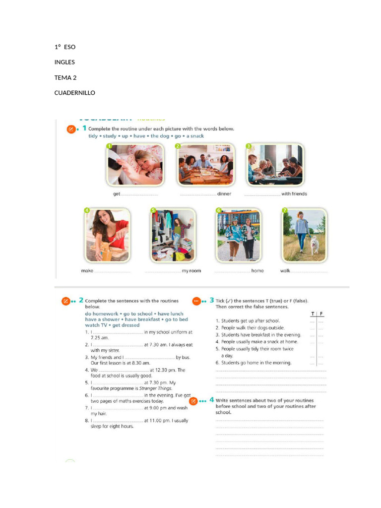 1º ESO Burligton Tema 2 Cuadernillo | PDF