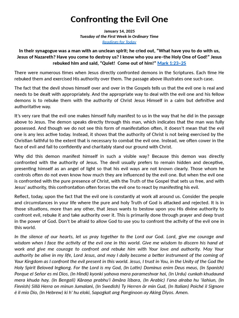 Confronting The Evil One | PDF