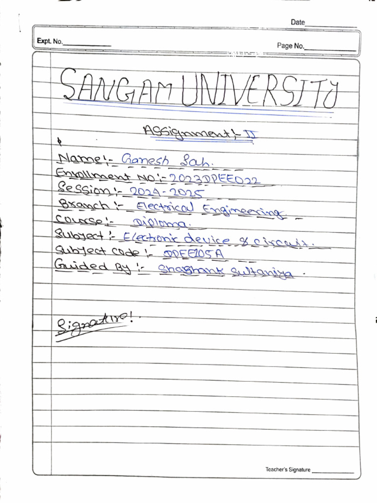 Electronic Devices and Circuit Assignment 2nd | PDF
