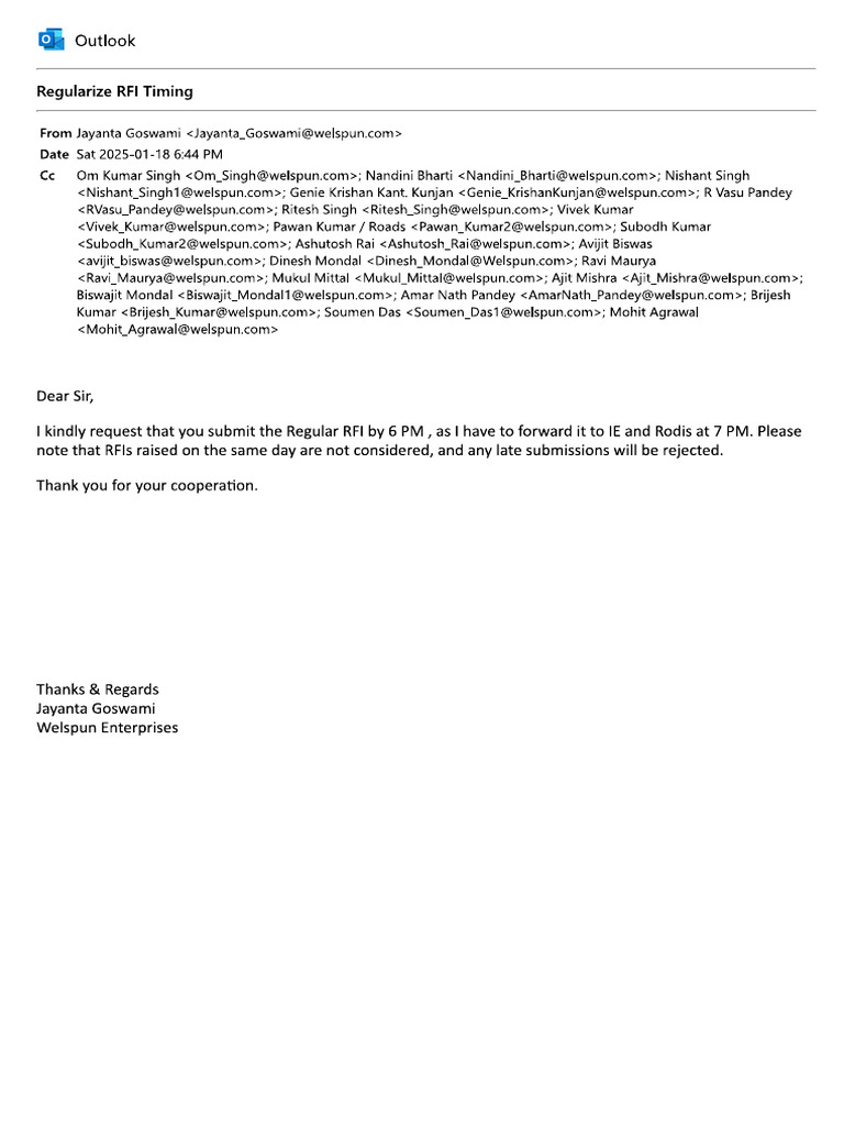 Rfi Timing Pdf