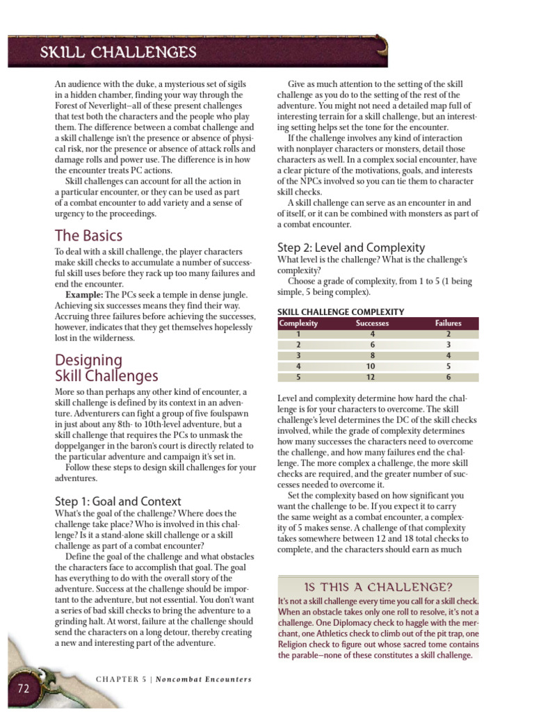 Designing Engaging Skill Challenges | PDF