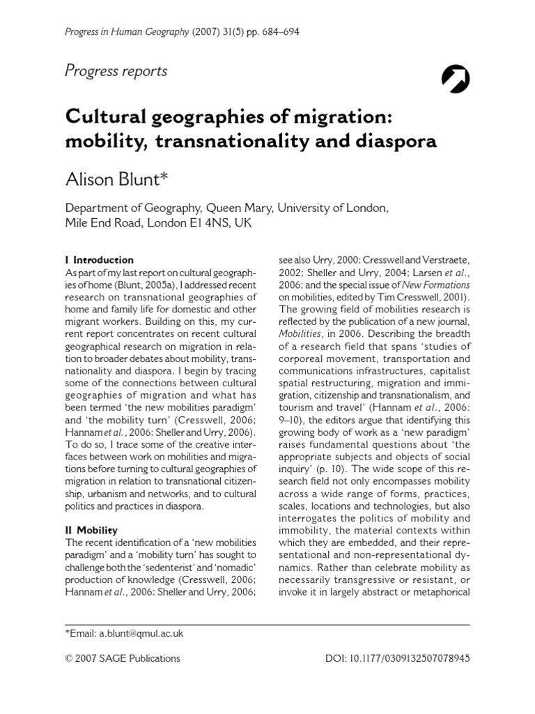 CulturalGeographiesofMigrationBlunt | PDF | Liberal Arts Education ...