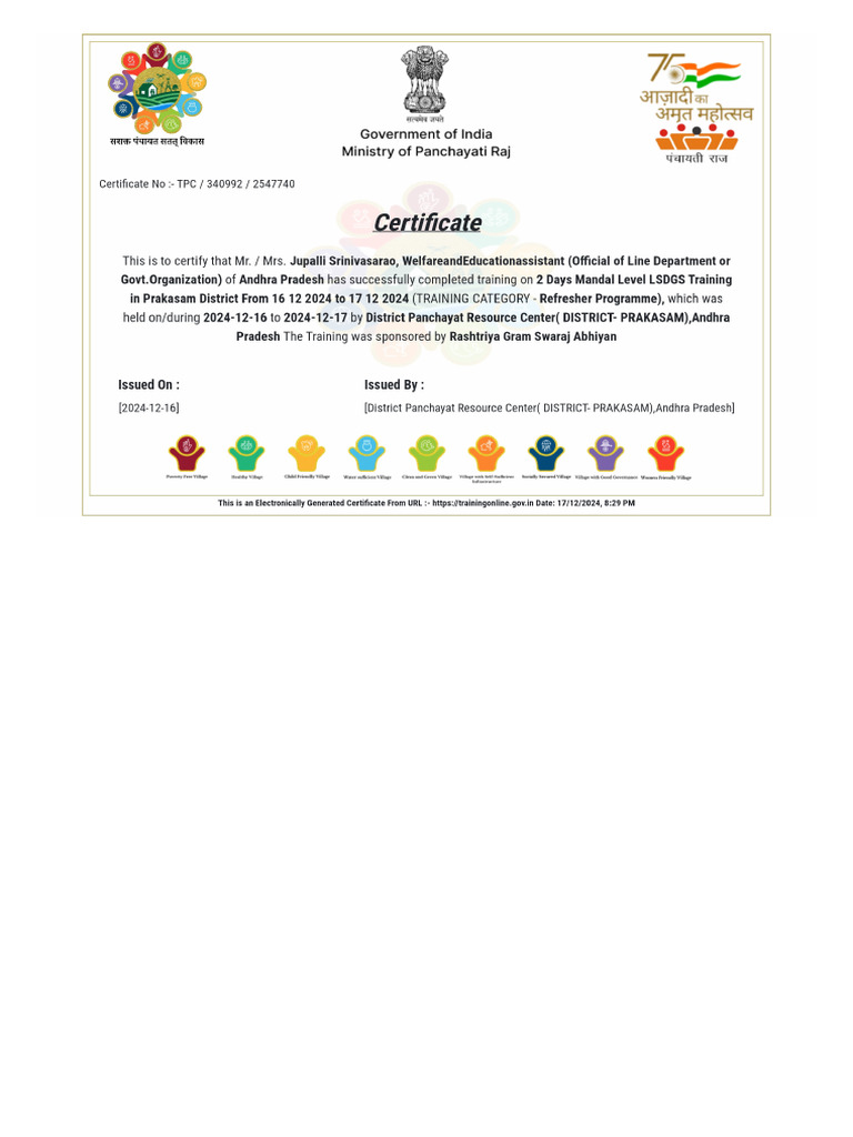 SDG Certificate | PDF