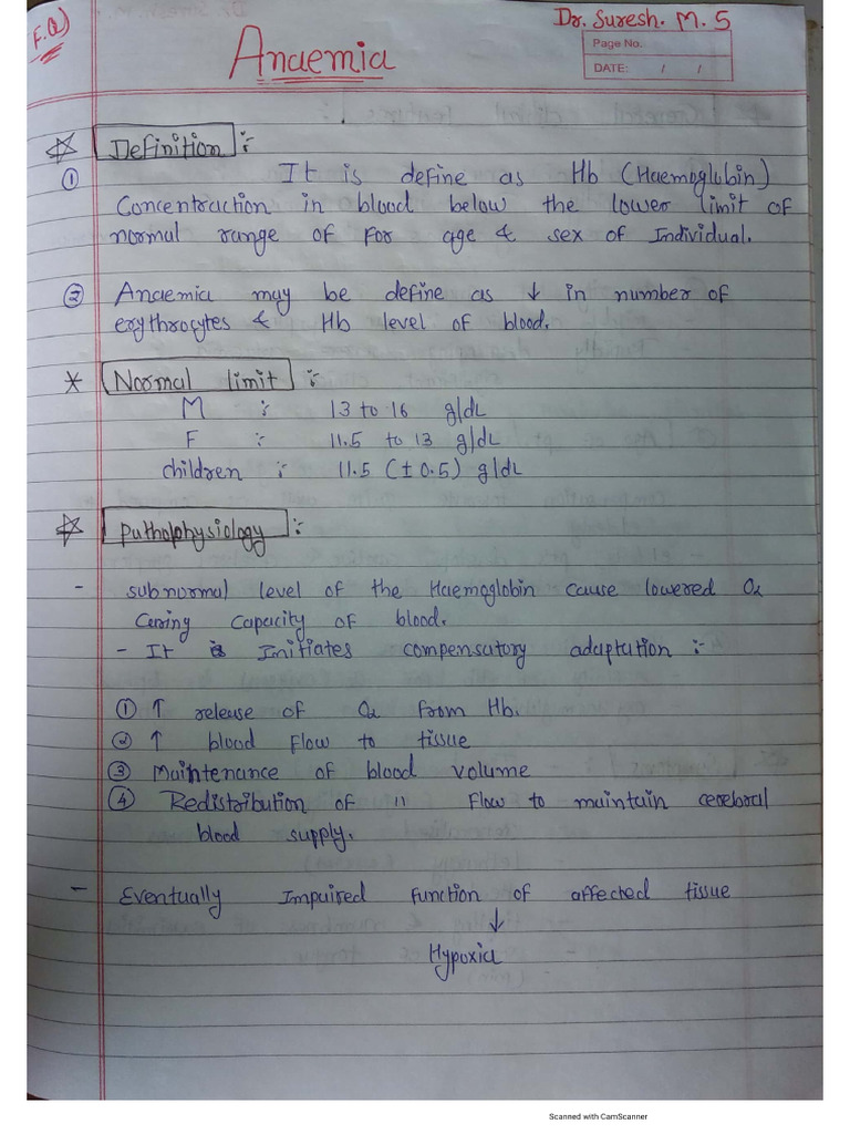 Anaemia Self Study Notes | PDF