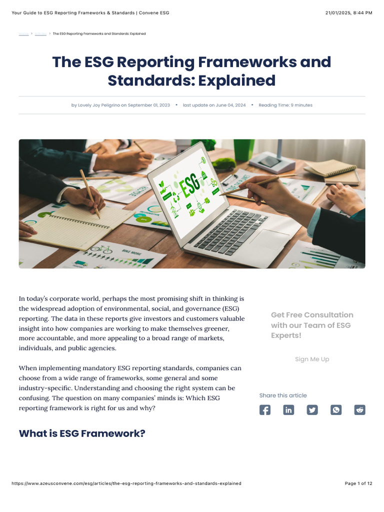 Your Guide to ESG Reporting Frameworks & Standards | Convene ESG | PDF | Governance | Business