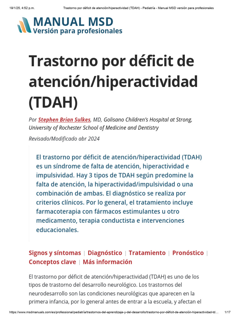 TDAH: Diagnóstico y Tratamiento | PDF | Desorden hiperactivo y deficit ...