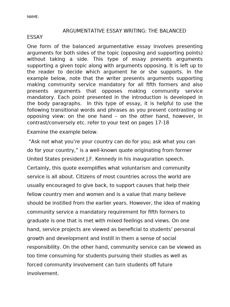 Argumentative Essay Writing | PDF | Essays | Experience