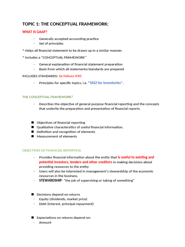 TOPIC 1- the conceptual framework[chap 4] | PDF | Going Concern | Equity (Finance)