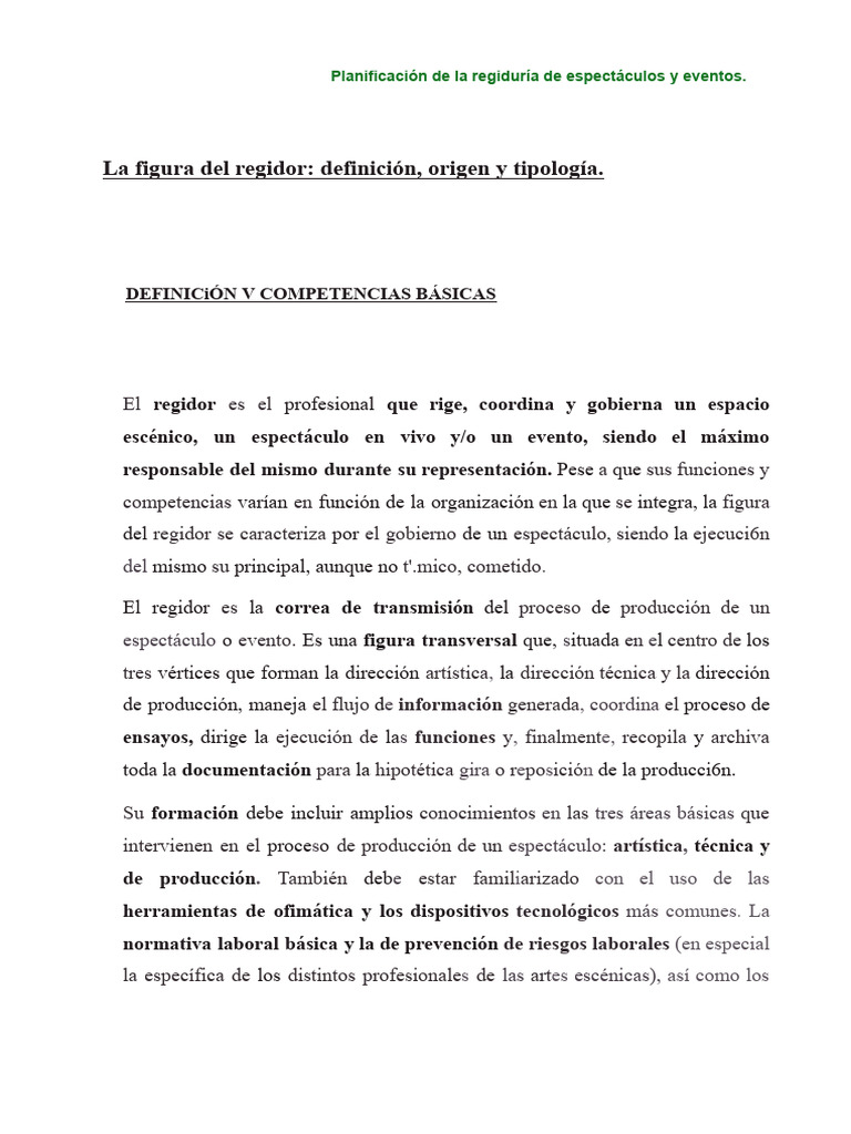 Funciones y tipos de regidores en eventos | PDF | Planificación