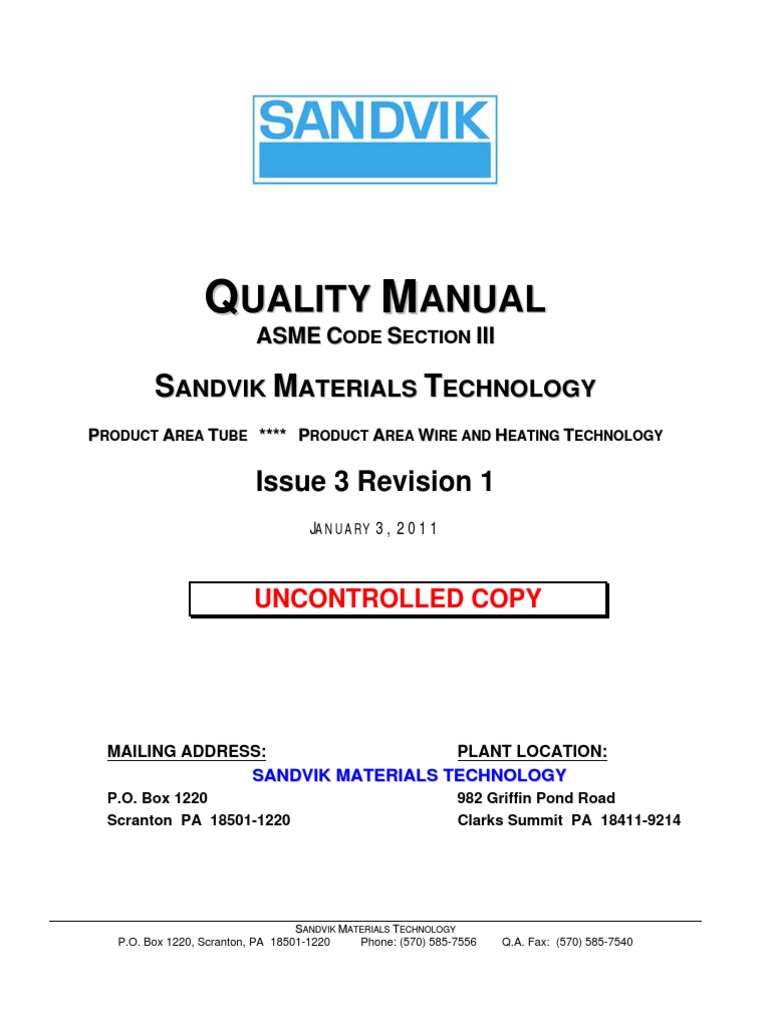 ASME Section III Quality Manual I3 R1 03JA2011 | PDF | Nondestructive ...
