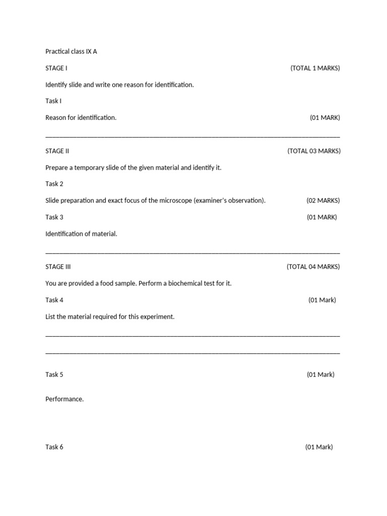 1practical Biology Class IX Paper B | PDF