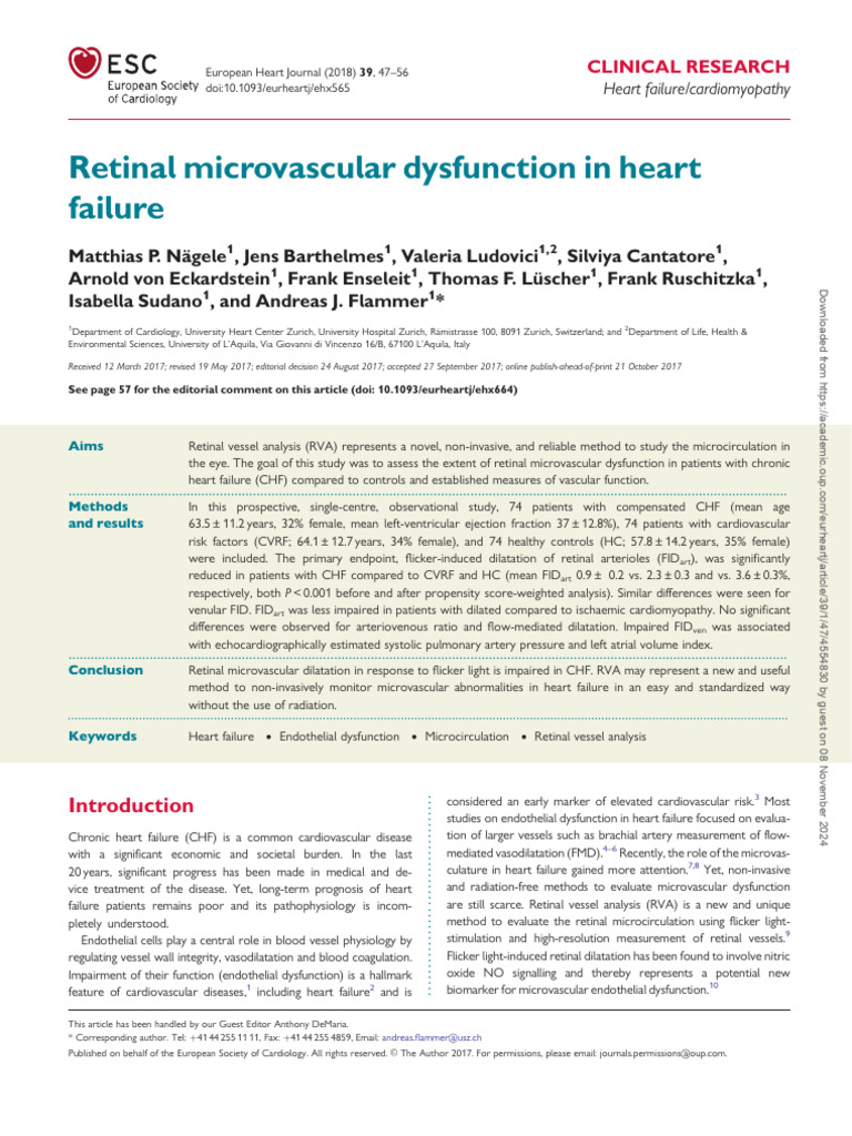 Retinal Microvascular Dysfunction in HF | PDF | Heart Failure ...