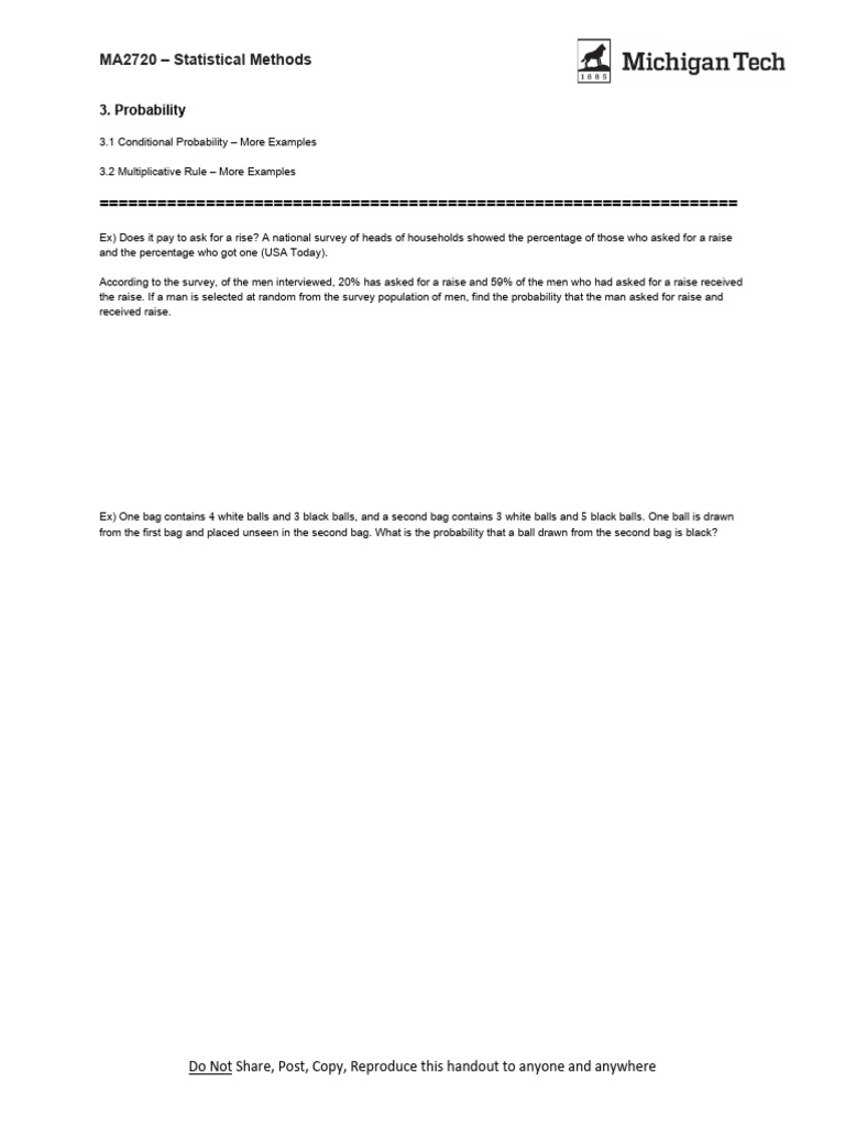 Conditional Probability Examples in Statistics | PDF