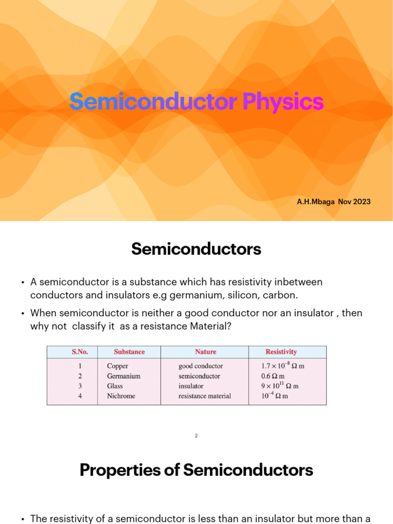 Lecturer 2 Semiconductor Physics | PDF | Semiconductors | Chemical Bond