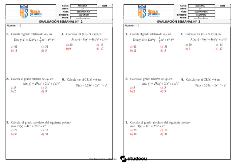 alg-1o-sec-eva-2-evaluacion-matematica-algebra-1ro-secundaria_removed | PDF