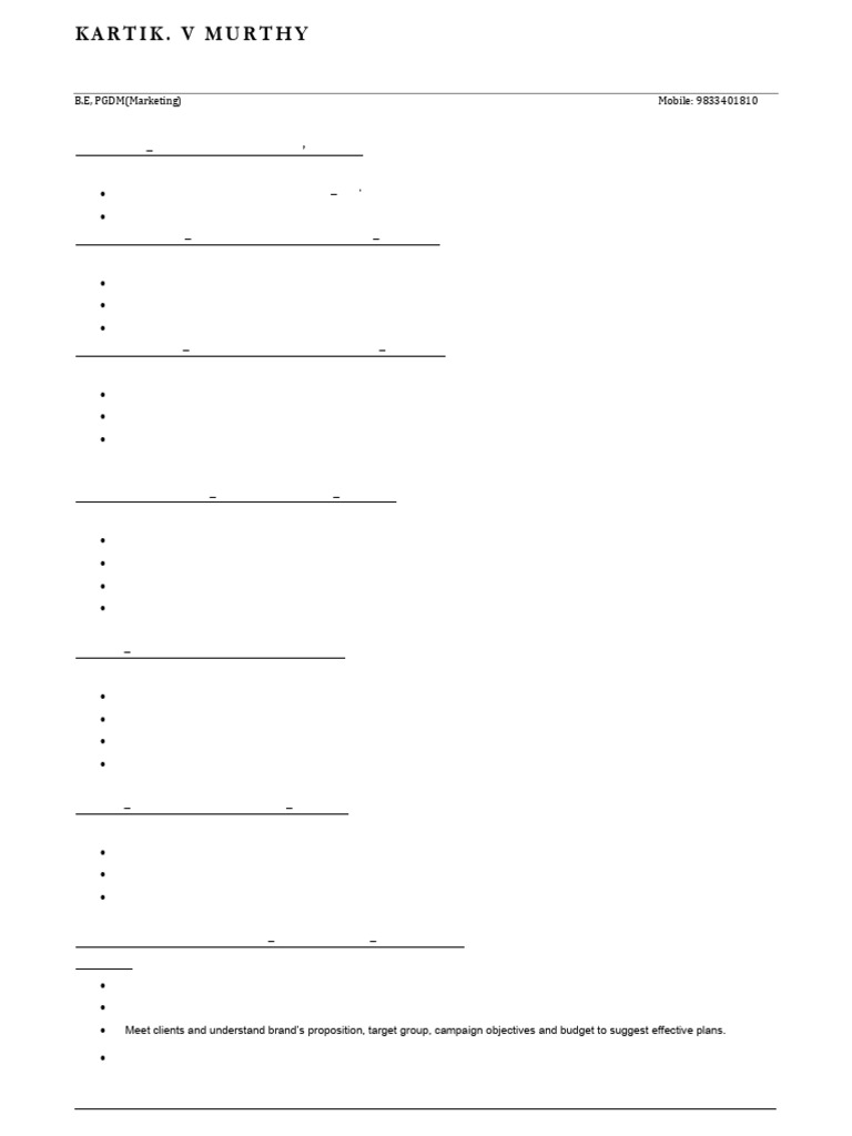 Kartik Resume - Oct'24 Final | PDF | Business | Marketing
