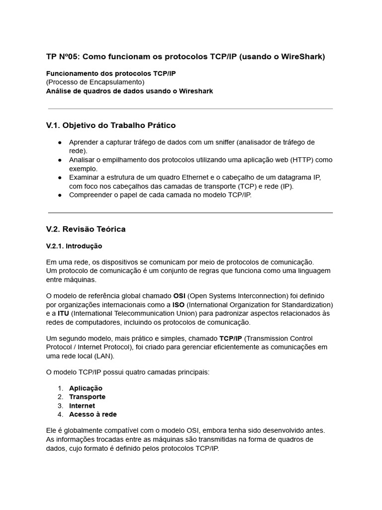 Análise de Protocolos TCP/IP com Wireshark | PDF | Modelo OSI | Rede de ...