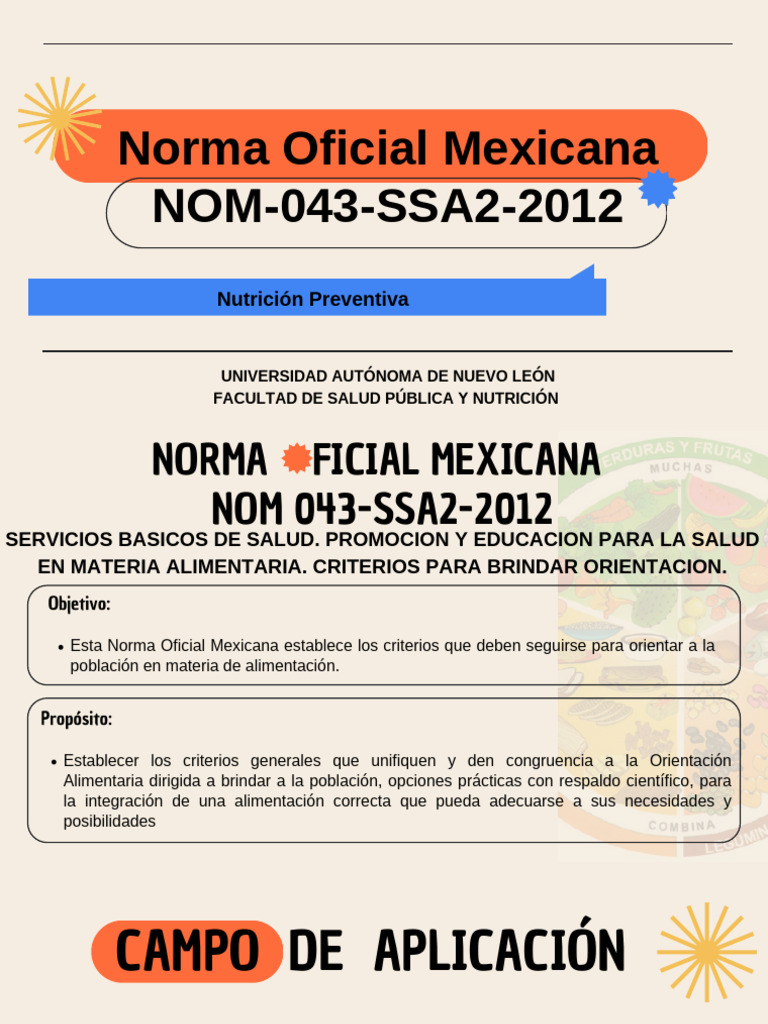 Nutrición Preventiva Norma Oficial Mexicana NOM-043-SSA2-2012 | PDF | Alimentos | Cereales