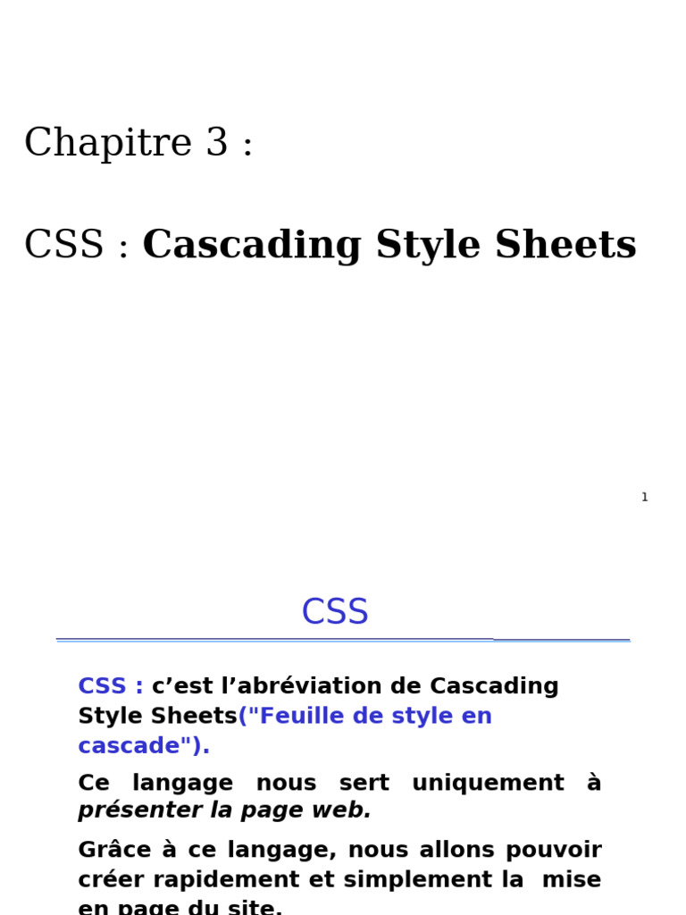 Chapitre 3 CSS - DV - Version 1 | PDF | Langage de balisage | Html