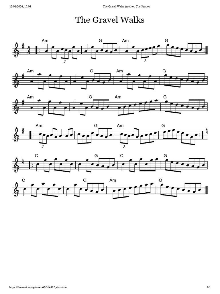 The Gravel Walks (Reel) On The Session | PDF