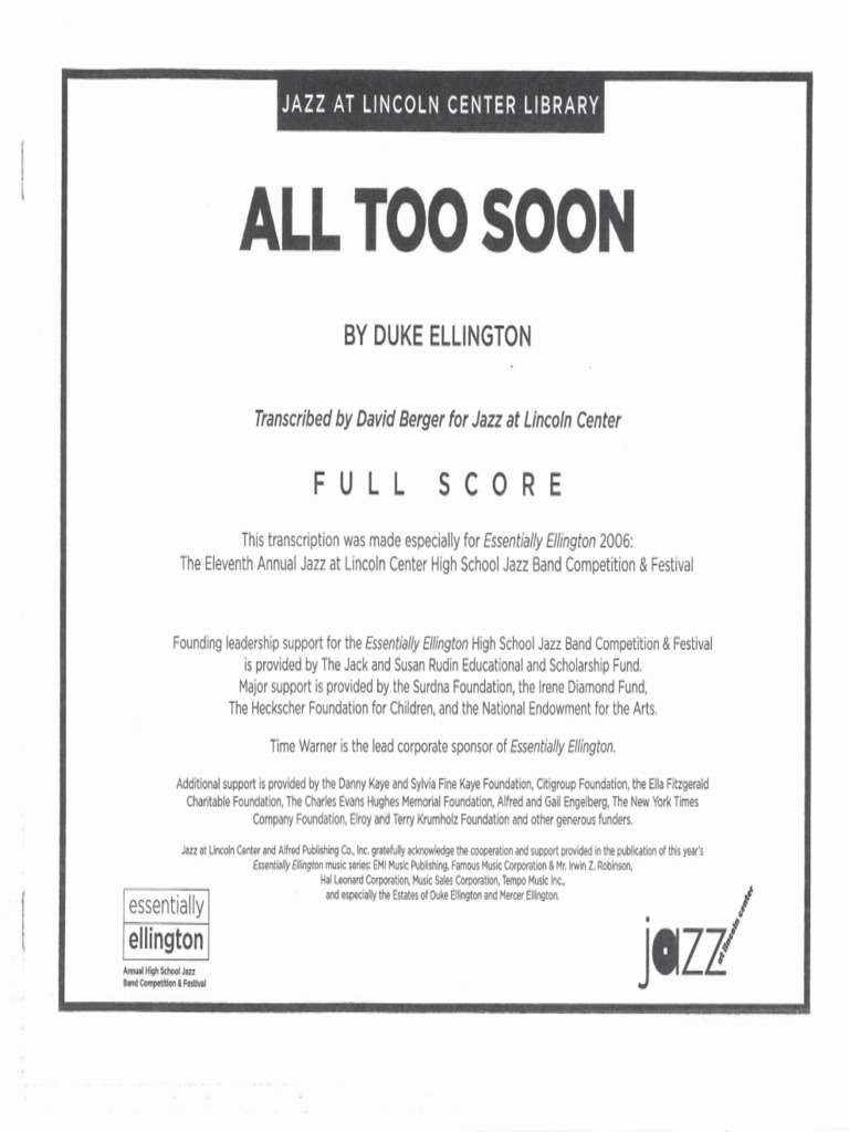 All Too Soon Score | PDF